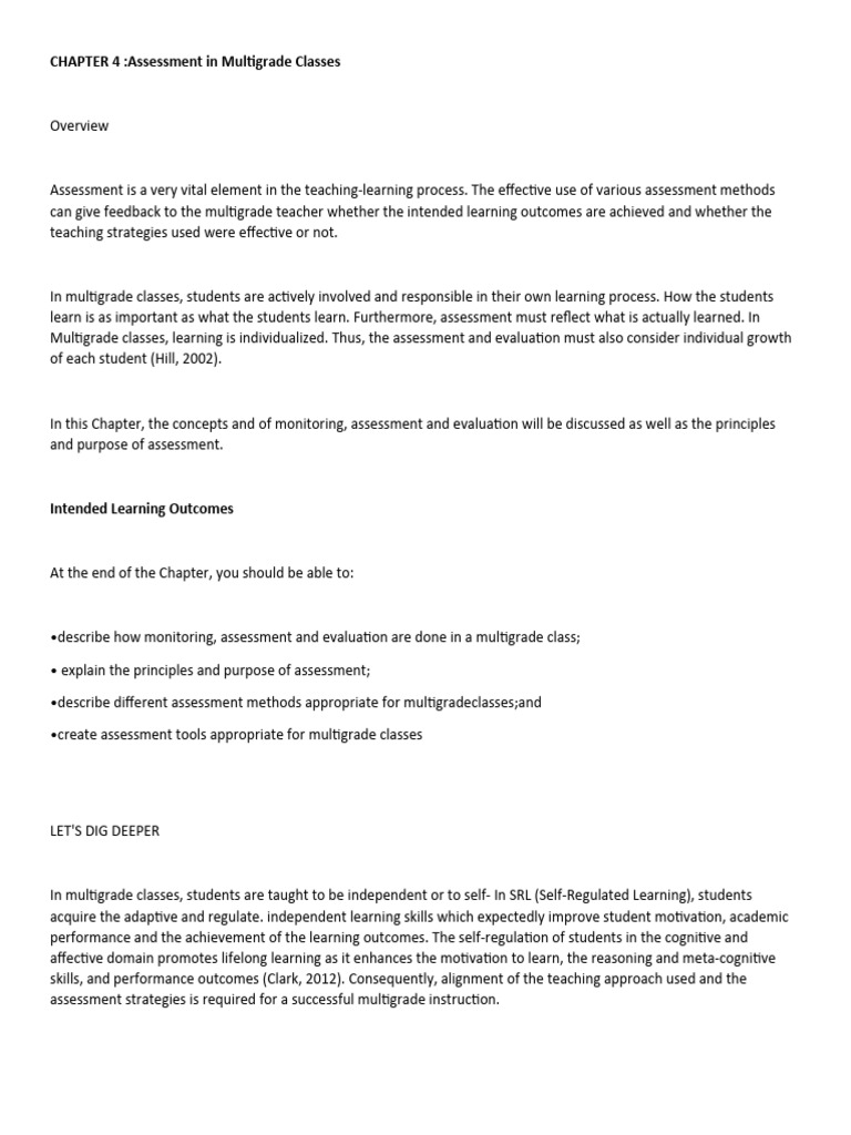 CHAPTER 4 Multigrade | Download Free PDF | Educational Assessment | Differentiated Instruction
