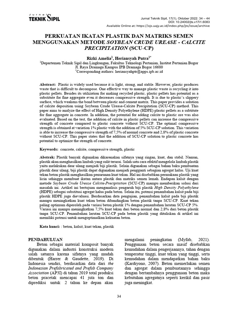 Perkuatan Ikatan Plastik Dan Matriks Semen Menggunakan Metode Soybean ...