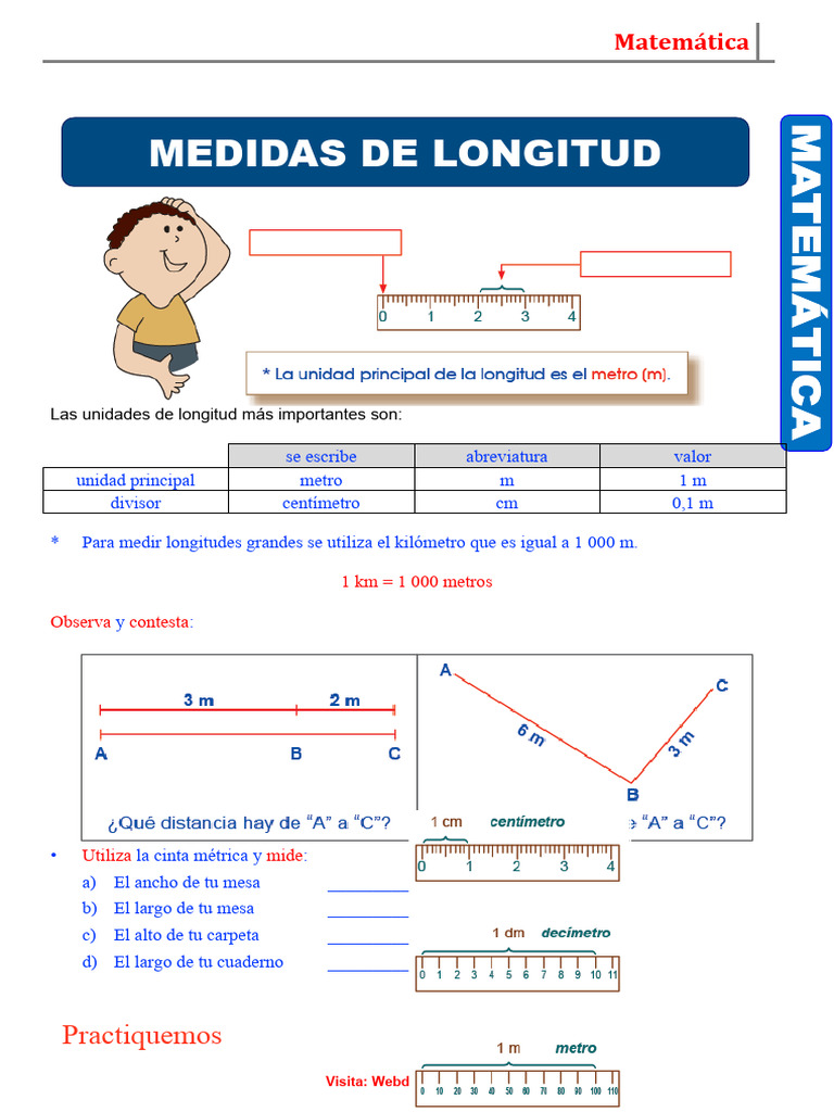 Ejercicios de Medidas de Longitud 3° Primaria | PDF | Longitud | Metro
