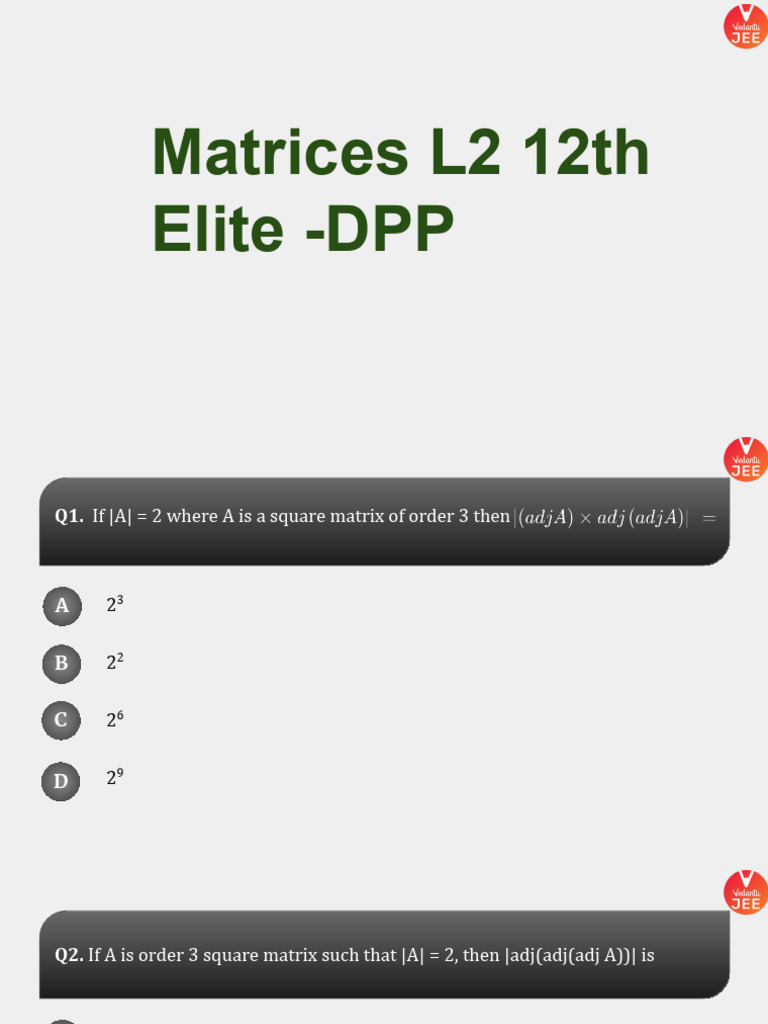 Matrices L2 12th Elite - DPP | PDF | Matrix (Mathematics) | Matrix Theory