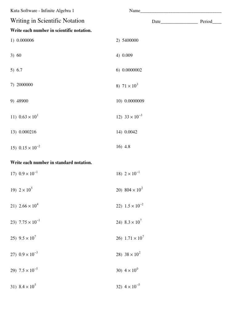 Writing Scientific Notation | PDF | Mathematics | Algebra