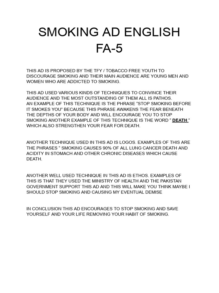 Smoking Ad English Fa-5 | PDF