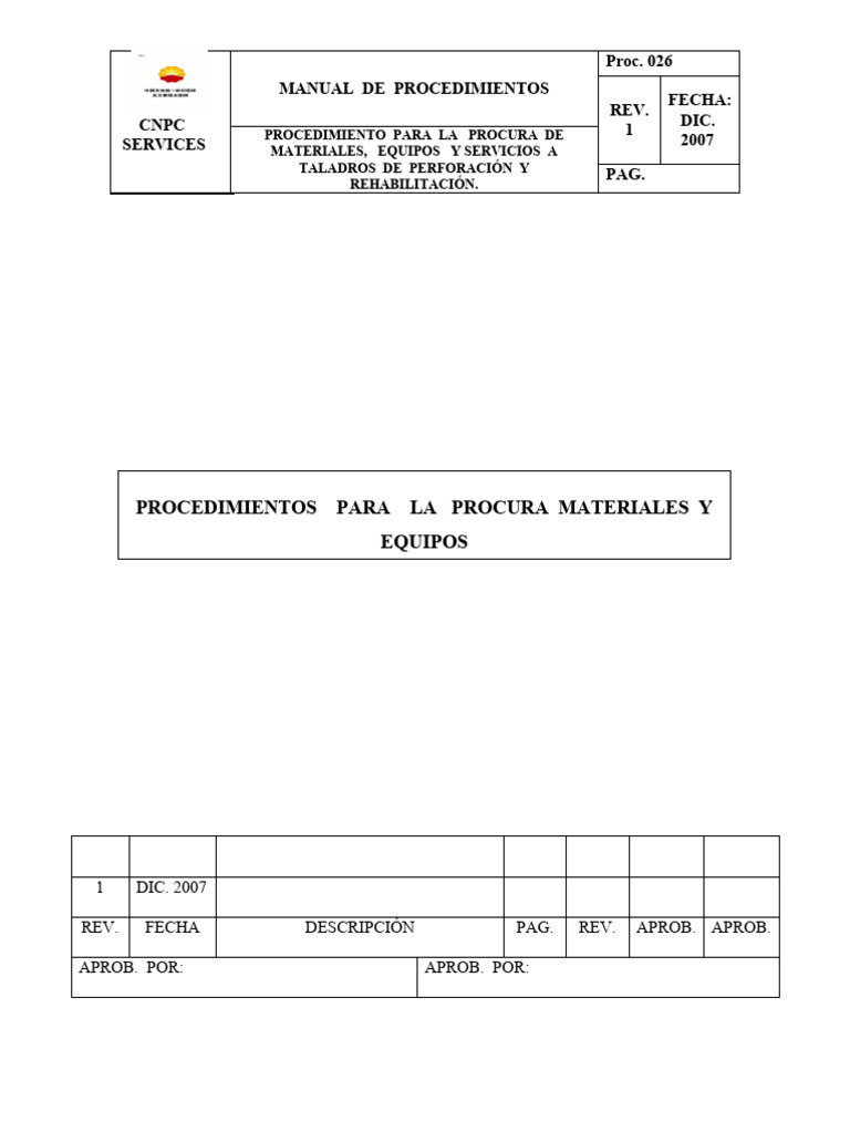 Prcedimiento de Procura (1) . | PDF | Logística | Perforar