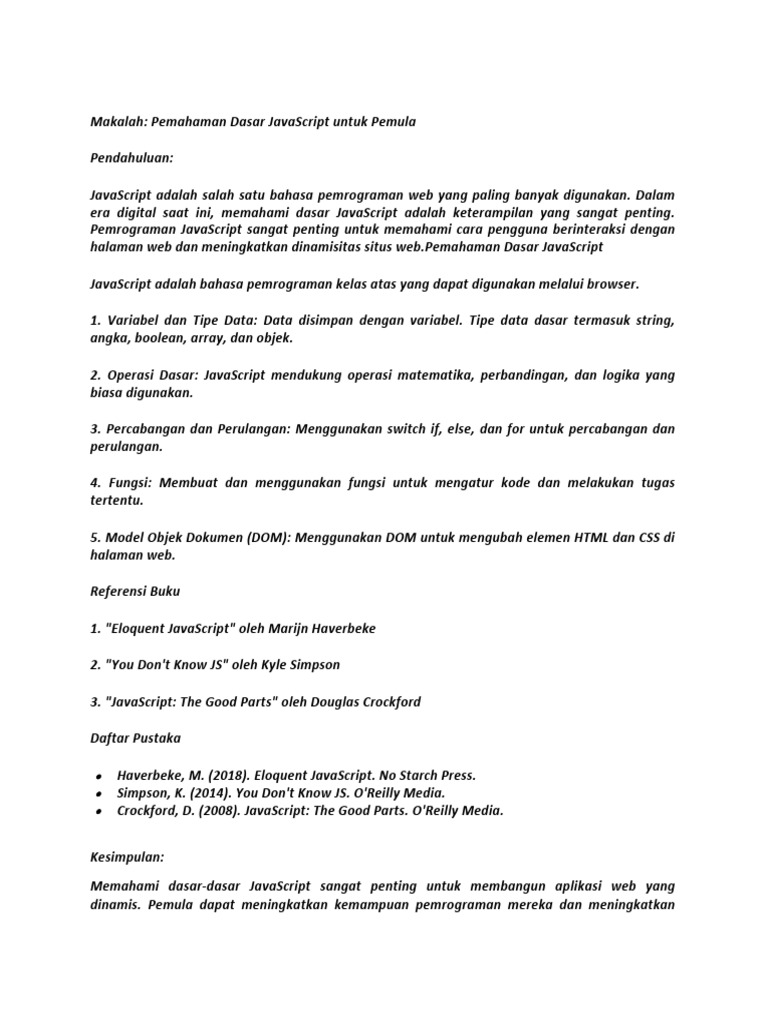 Contoh Makalah Javascript | PDF | Komputer