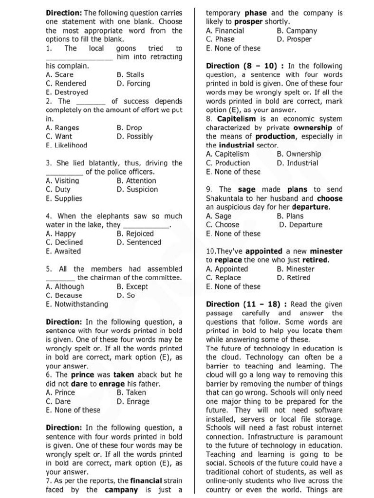 SBI Clerk 2019 Prelims Question Papers | PDF