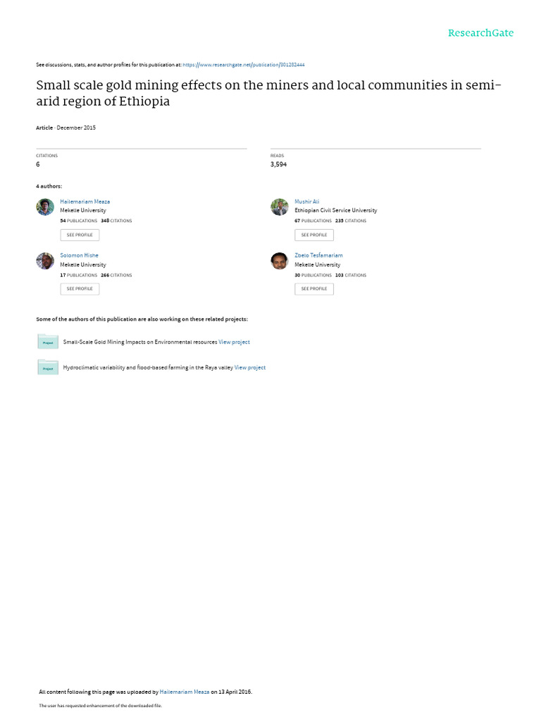 Small Scale Gold Mining Effects On The Miners and Local Communities in ...