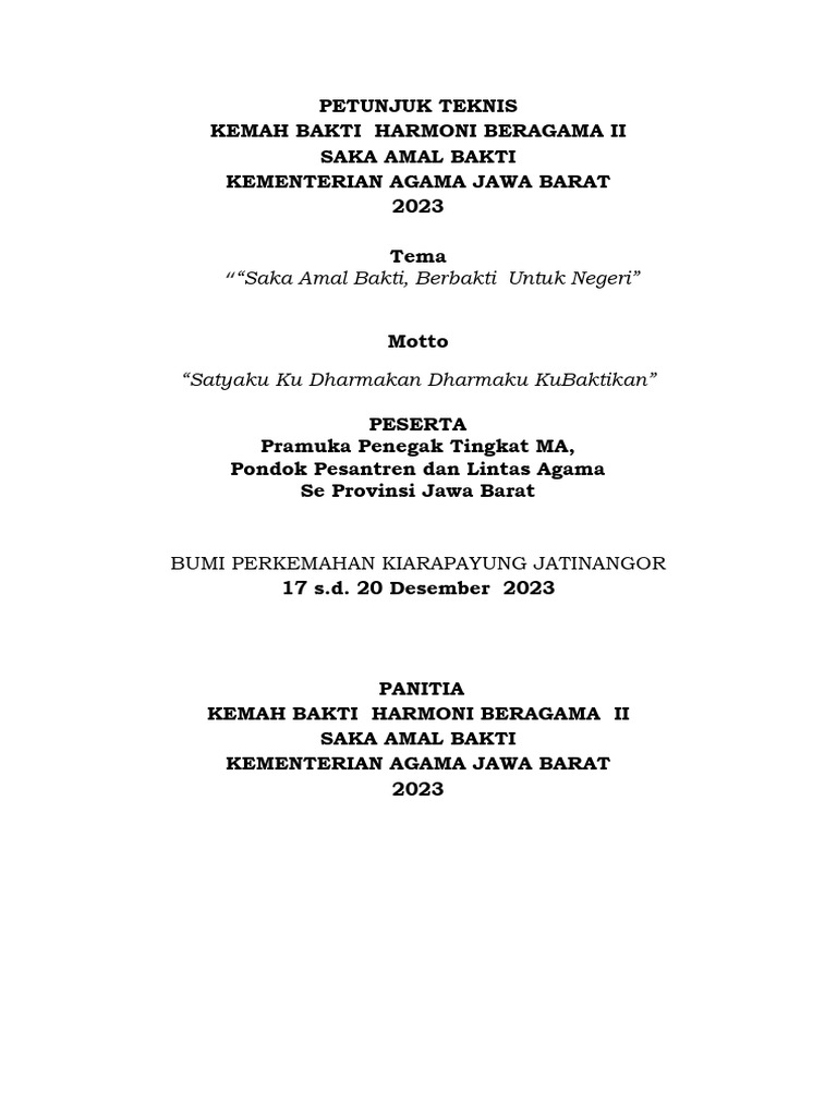 Petunjuk Teknis KHB 2023 | PDF