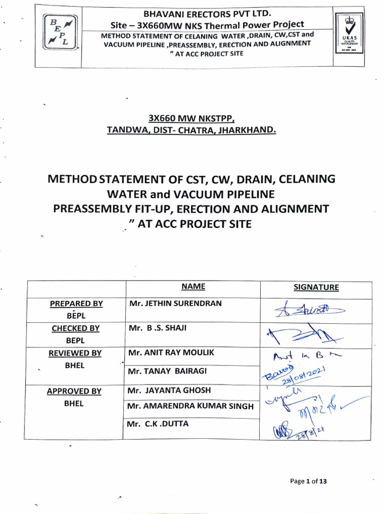 Method Statement of Pipeline | PDF | Crane (Machine) | Pipe (Fluid ...