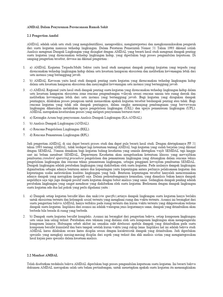 AMDAL untuk Perencanaan RS | PDF
