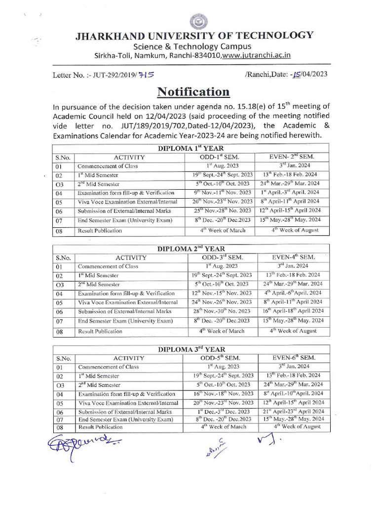 Academic Calender 2023 24 Compressed | PDF