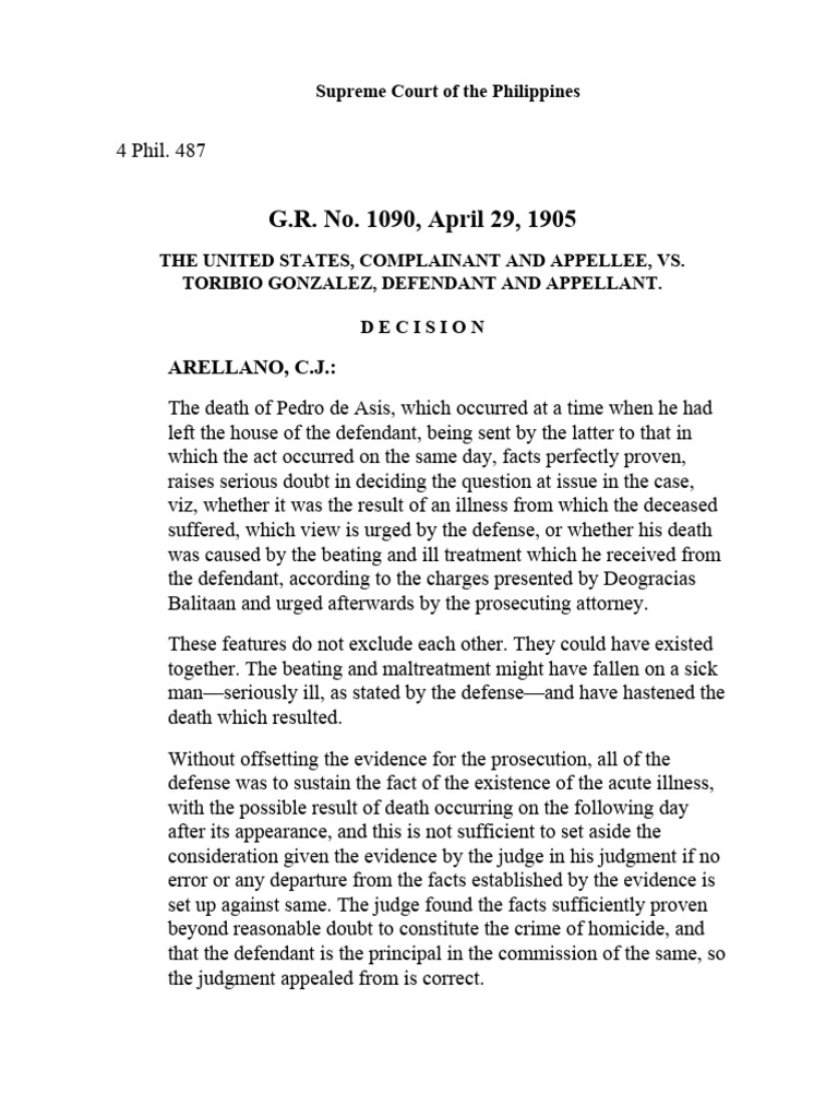 G.R. No. 1090, April 29, 1905 | PDF | Judgment (Law) | Mitigating Factor