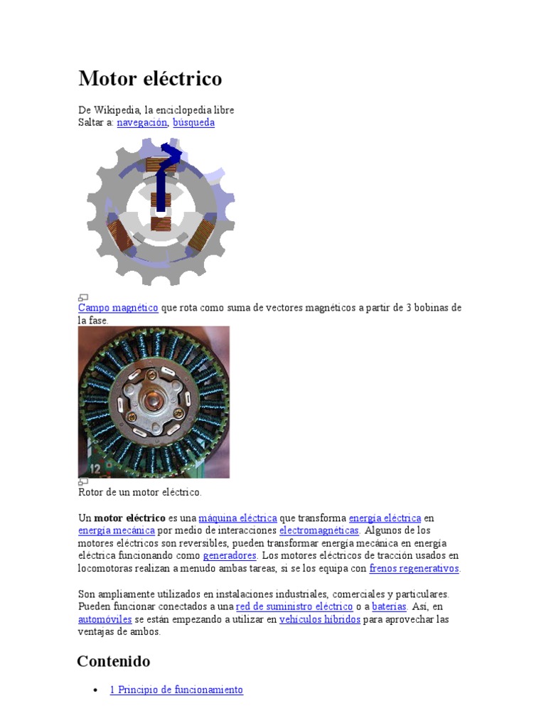 Resumen Motor Electrico Motor Eléctrico | PDF | Fuerza | Electromagnetismo