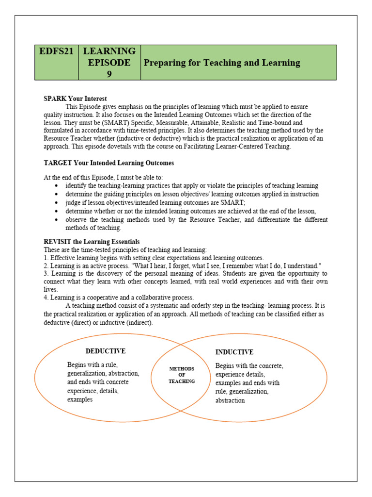 Modified Edfs Episode 9 Activity | PDF | Learning | Teachers