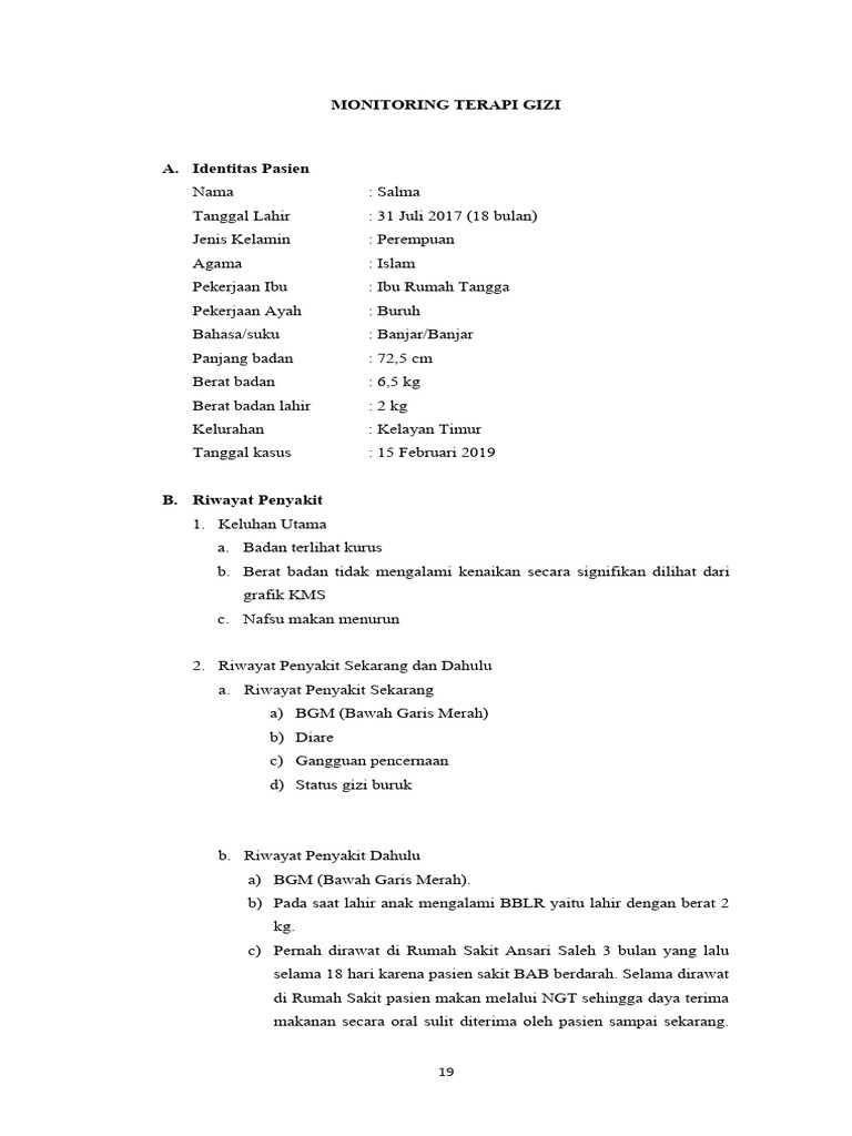 3.5.1.4 Contoh Monitoring Terapi Gizi | PDF
