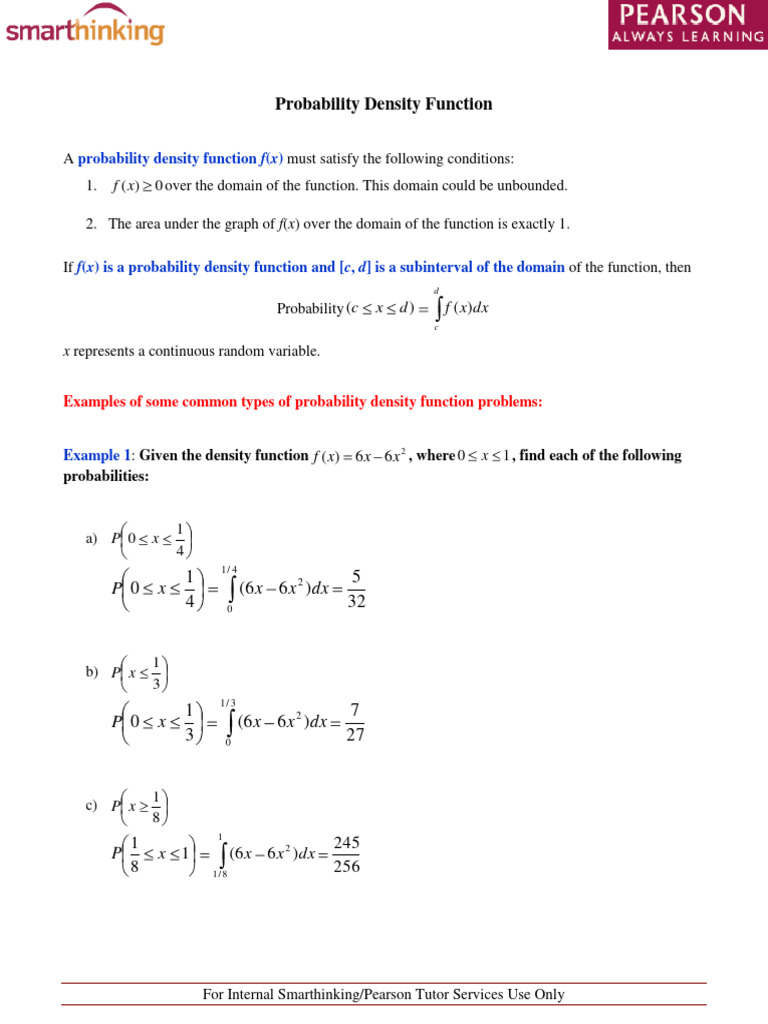 SmartMath 12 - Probability Density | PDF | Function (Mathematics ...