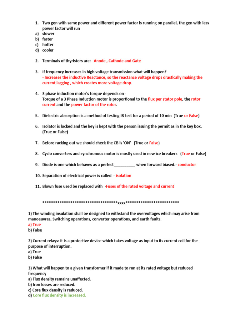 HV Exit Exam Questions - ALL | PDF