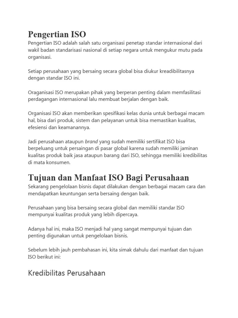 Manfaat ISO untuk Bisnis Global | PDF