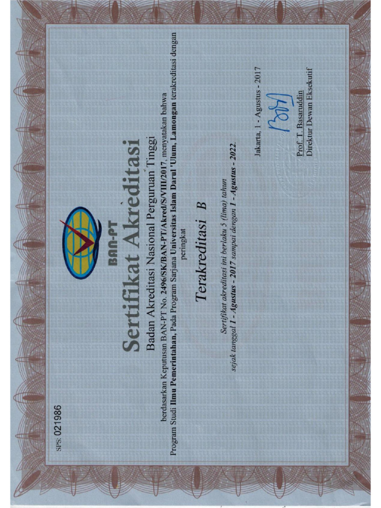 Akreditasi Ilmu Pemerintahan UNISDA 01 Agustus 2017 S.D 01 Agustus 2022 ...