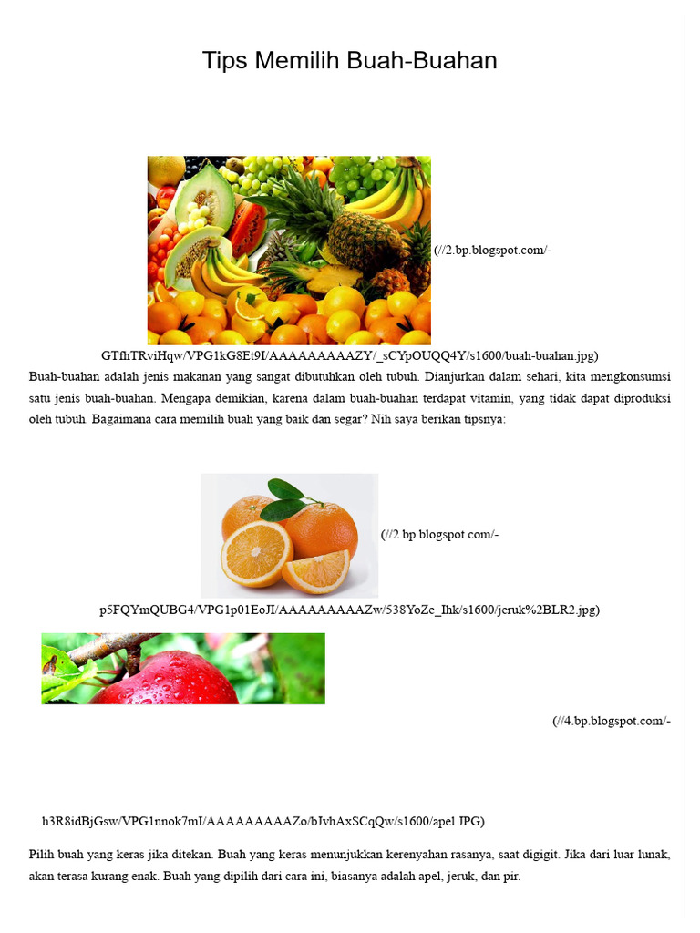 Tips Memilih Buah-Buahan | PDF