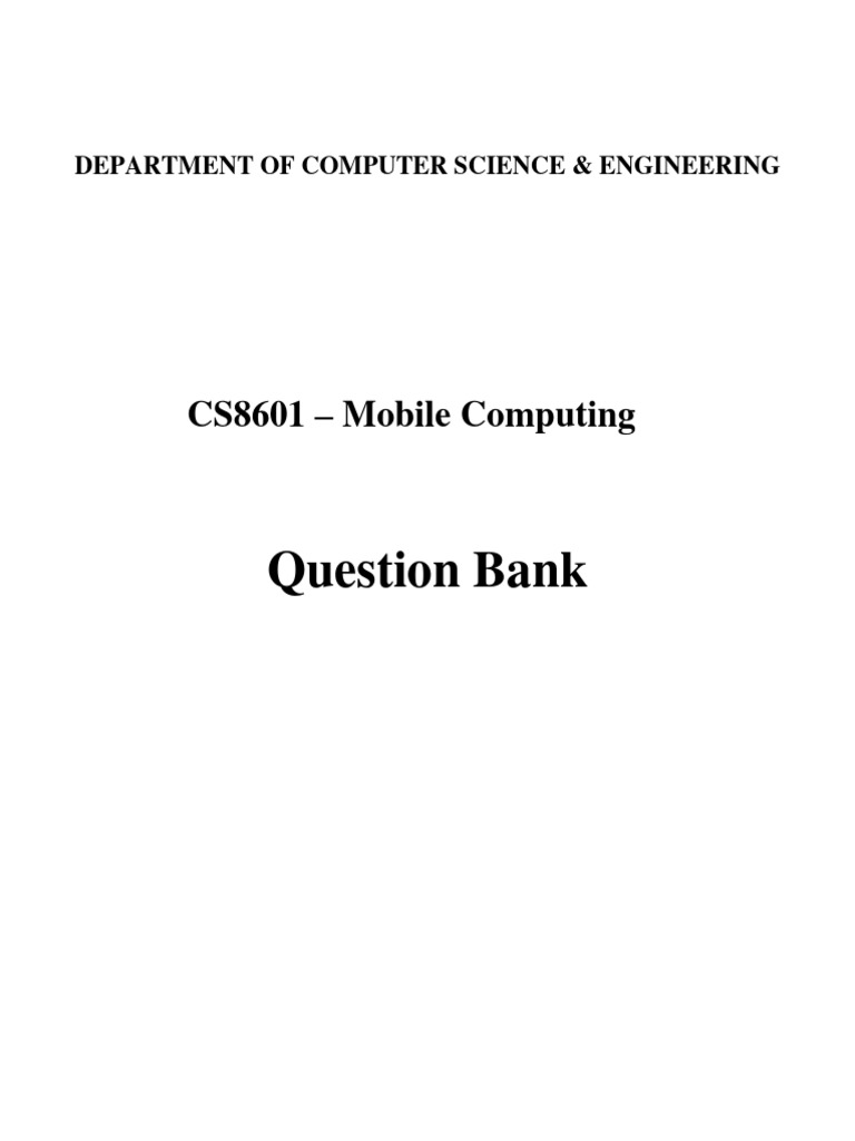 CS8601 Mobile-Computing QB | PDF | Wireless Ad Hoc Network | Transmission Control Protocol