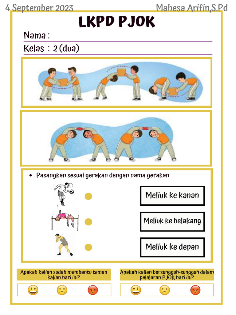 LKPD PJOK - Kelas 2 - 4 September 2023 | PDF