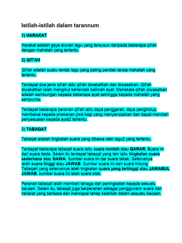 Istilah Dalam Tarannum | PDF