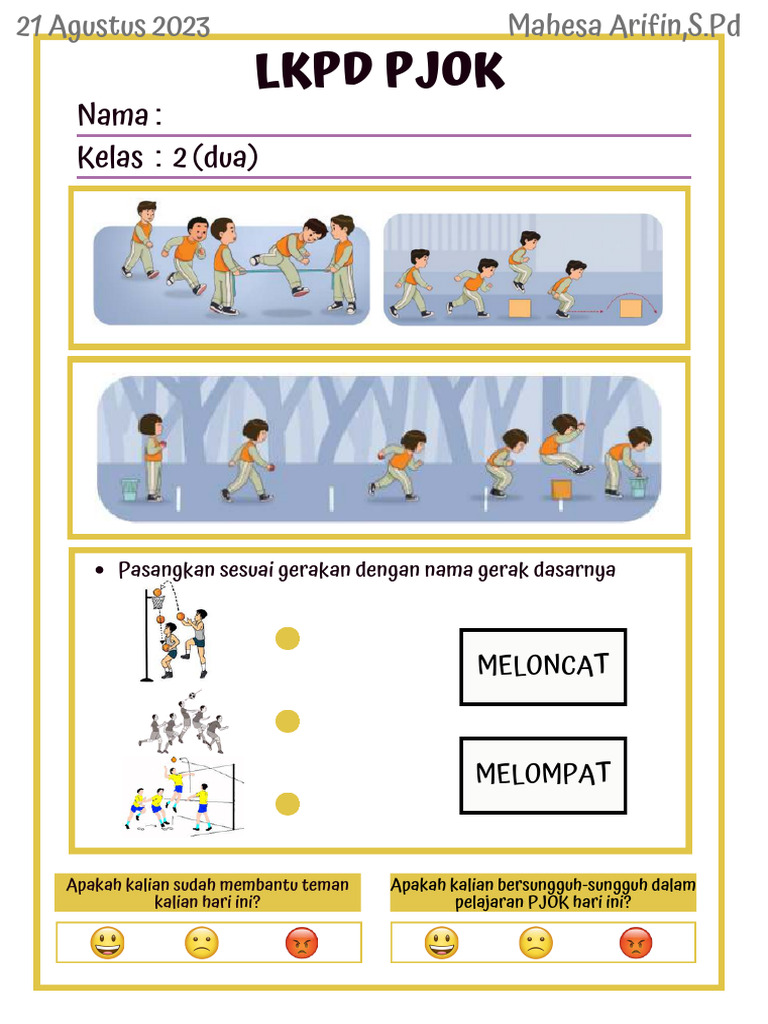 LKPD PJOK - Kelas 2 - 21 Agustus 2023 | PDF
