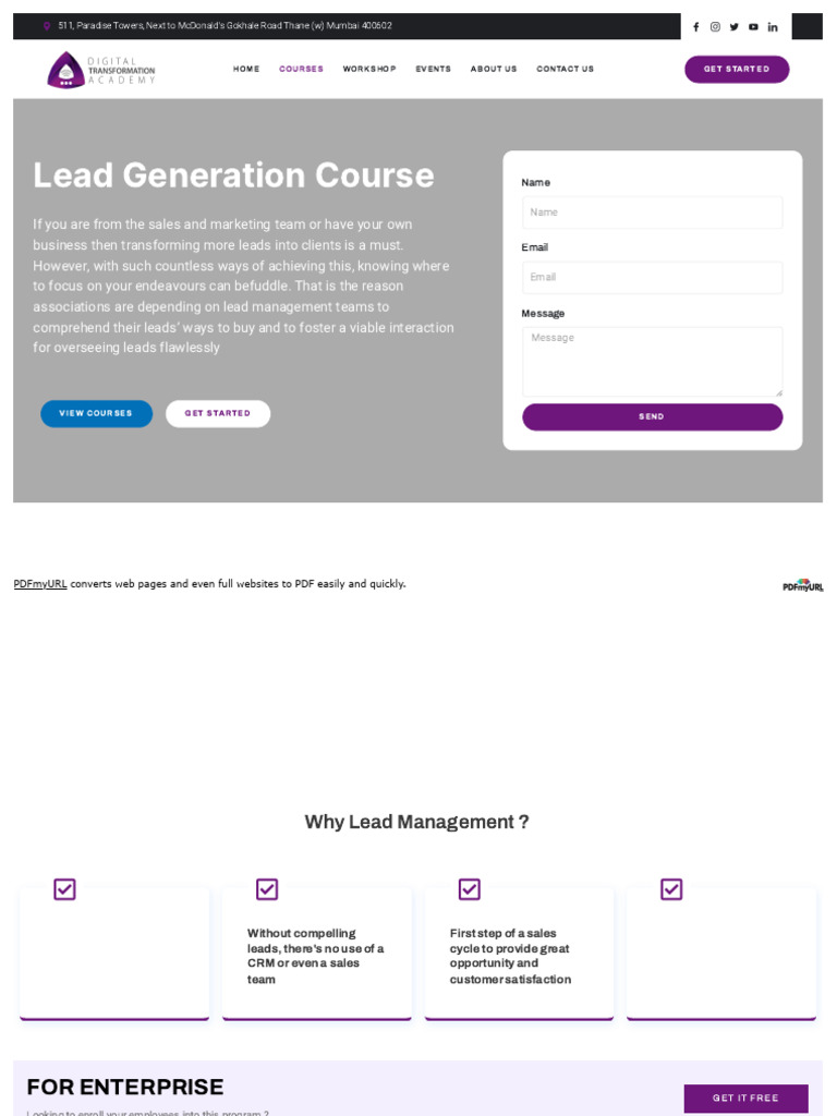 Lead Generation Training Institute in Mumbai | PDF | Sales | Customer ...