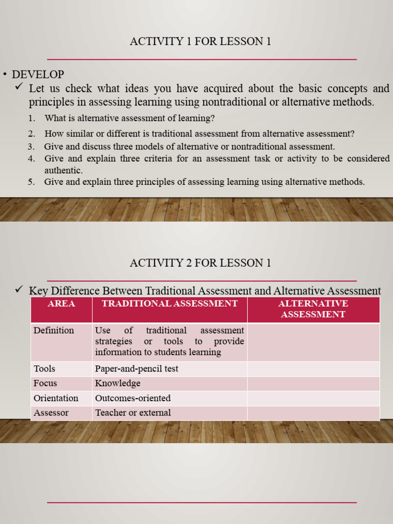 Lesson-1 Activities | PDF | Educational Assessment | Learning