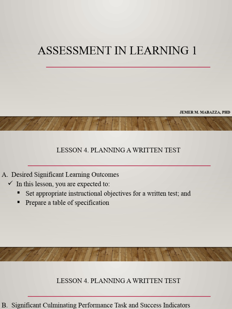Lesson 4 - Planning A Written Test | PDF | Learning | Educational ...