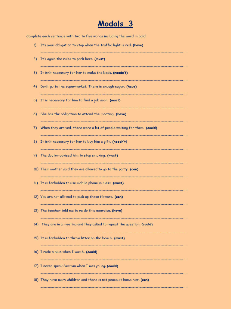 Modal Verbs 71349 | PDF | Semantic Units | Linguistic Typology