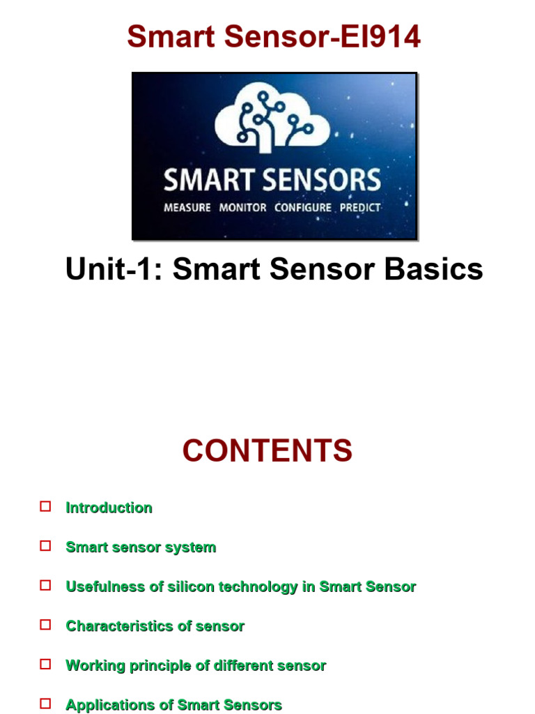 Unit 1 Smart Sensor Basics | PDF | Thermocouple | Piezoelectricity