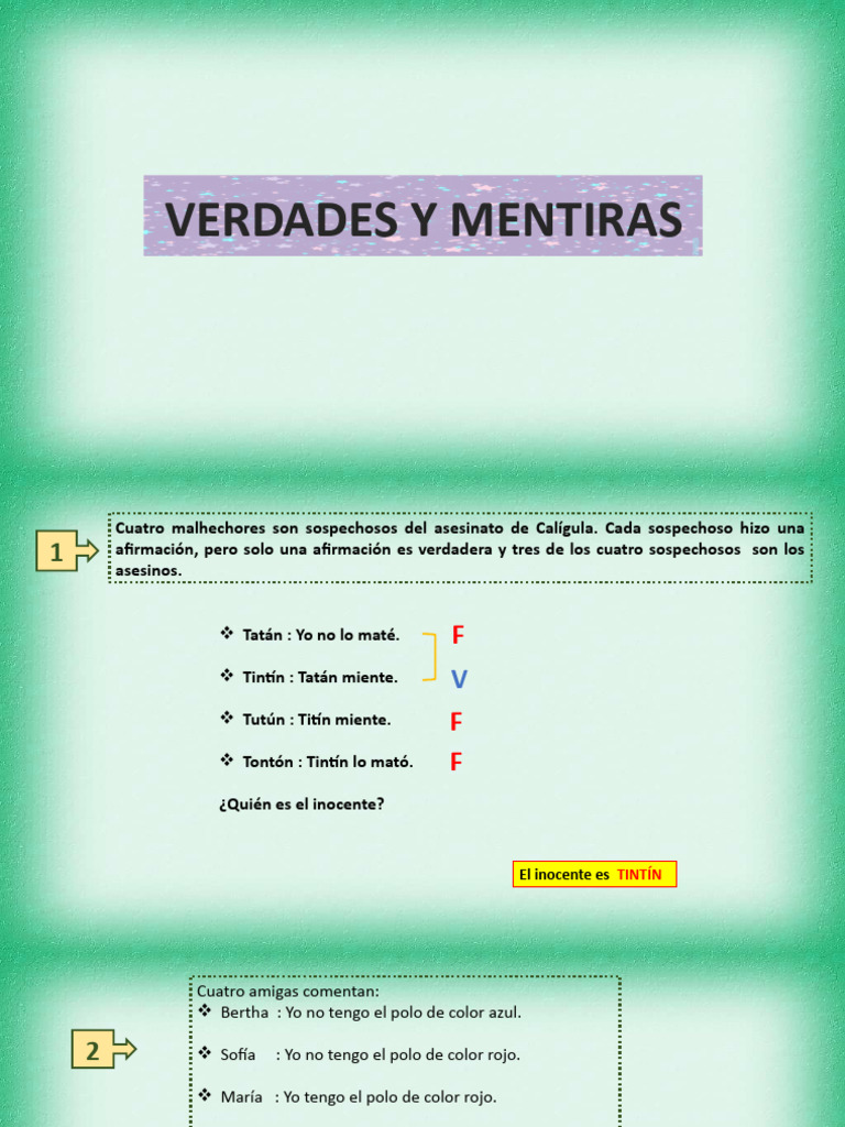 4-S3-Verdades y Mentiras (Actividades) | PDF