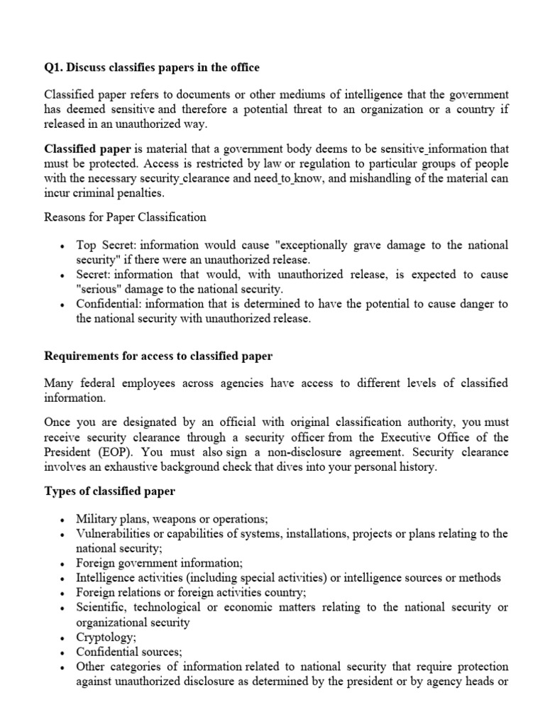 What Is Classified Paper | Download Free PDF | Classified Information ...