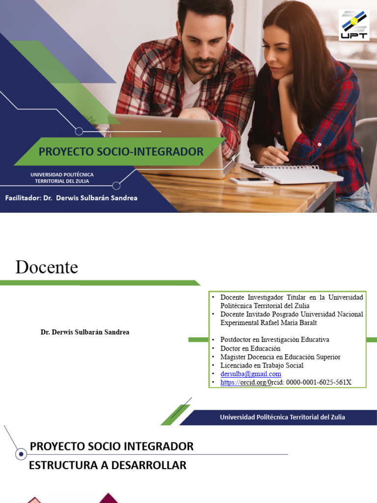 Proyecto Socio-Integrador: Facilitador: Dr. Derwis Sulbarán Sandrea ...