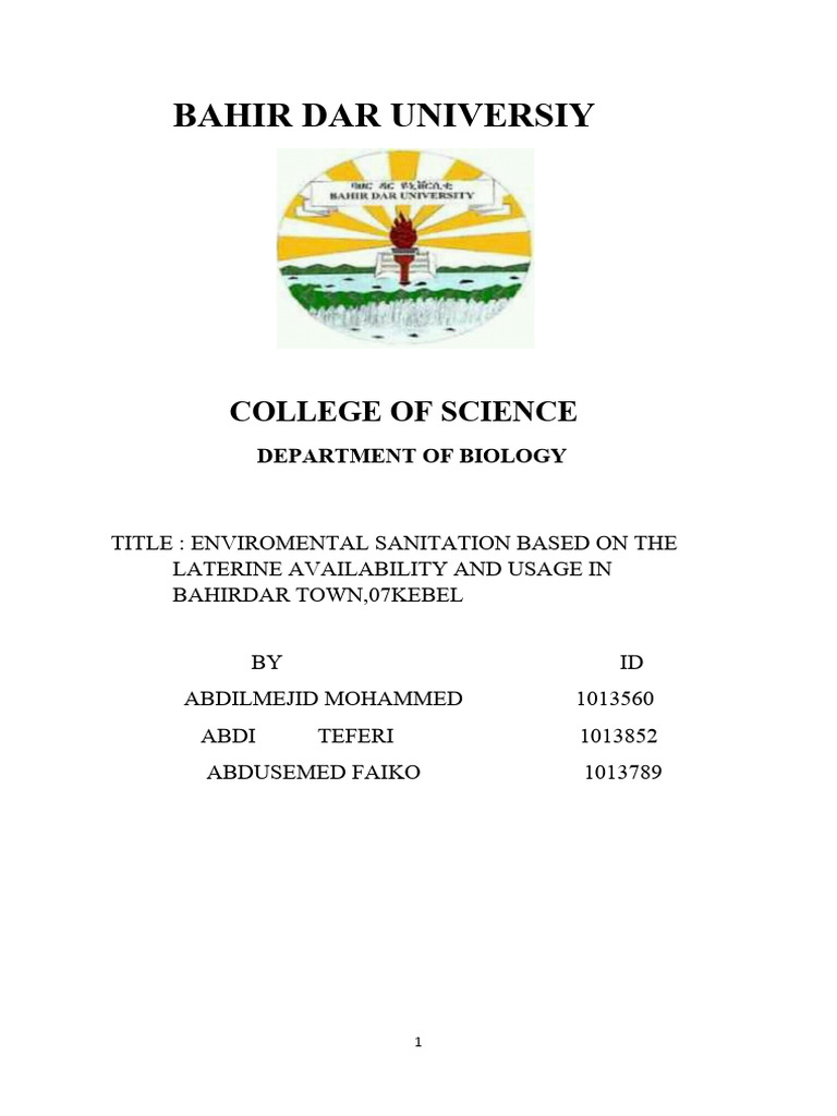 Research Proposal For Biology Students | PDF | Drinking Water | Sanitation