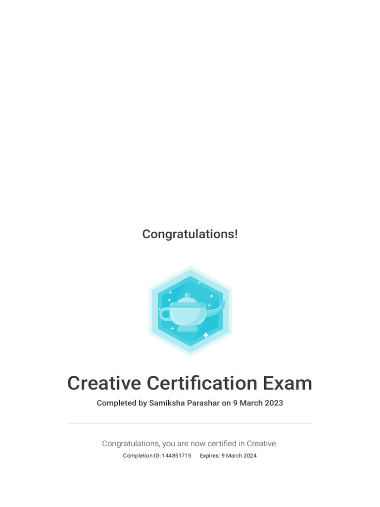 Creative Certification Achieved | PDF