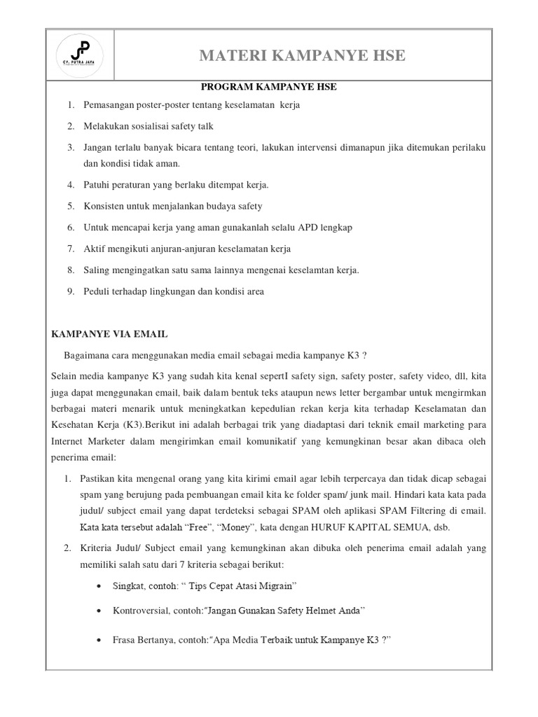 Materi Kampanye Hse | PDF