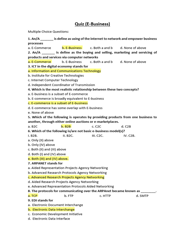 Quiz | PDF | Electronic Business | Internet