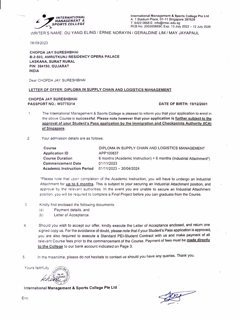 Jay Offer Letter Singnature | PDF | Fee | Service Industries