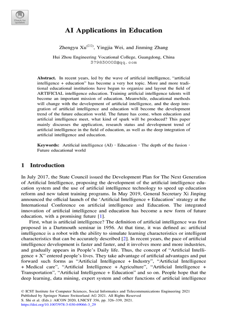 AI Applications in Education | PDF | Artificial Intelligence ...