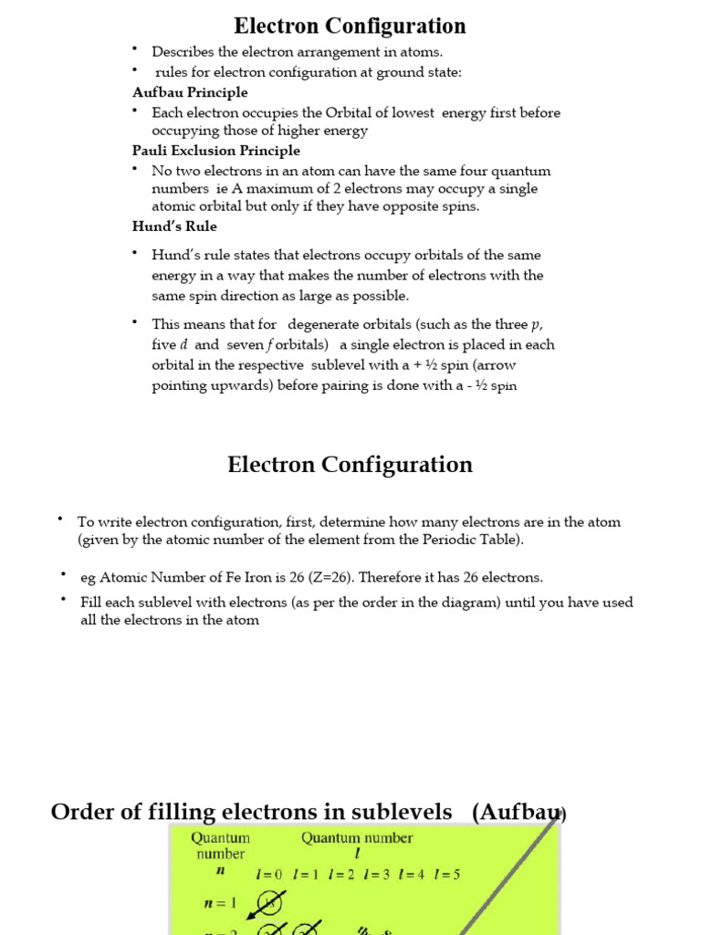 Electron Configuration Rules and Examples | PDF | Electron ...