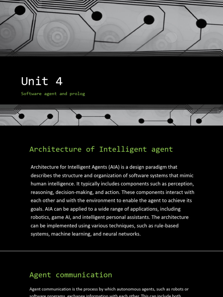 Unit 4 Software Agent and Prolog | PDF | Intelligence (AI) & Semantics | Artificial Intelligence