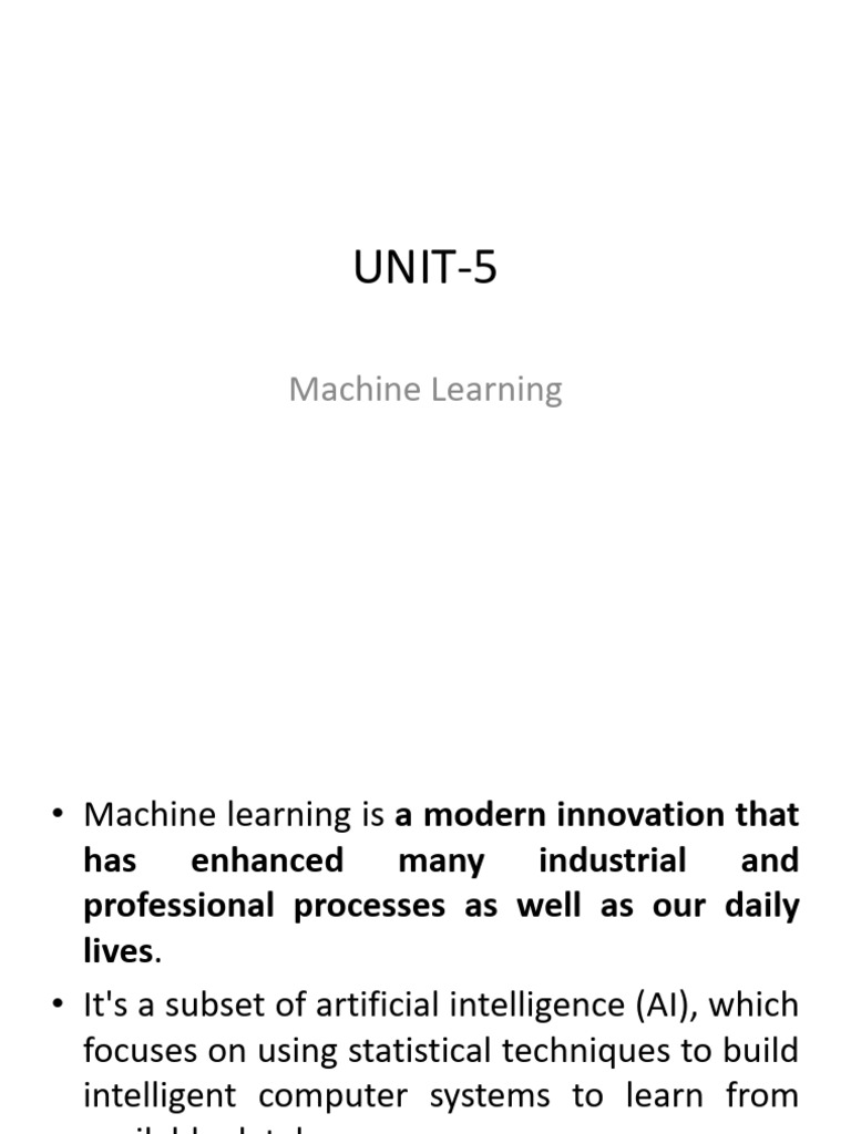 UNIT-5 ML Part1-1 | PDF | Machine Learning | Computational Neuroscience