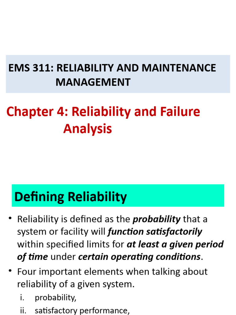 EMS311 Chap4 | PDF | Reliability Engineering | Statistics