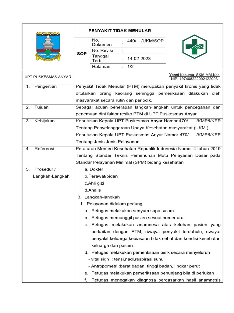 Sop PTM | PDF | Kesehatan Holistik