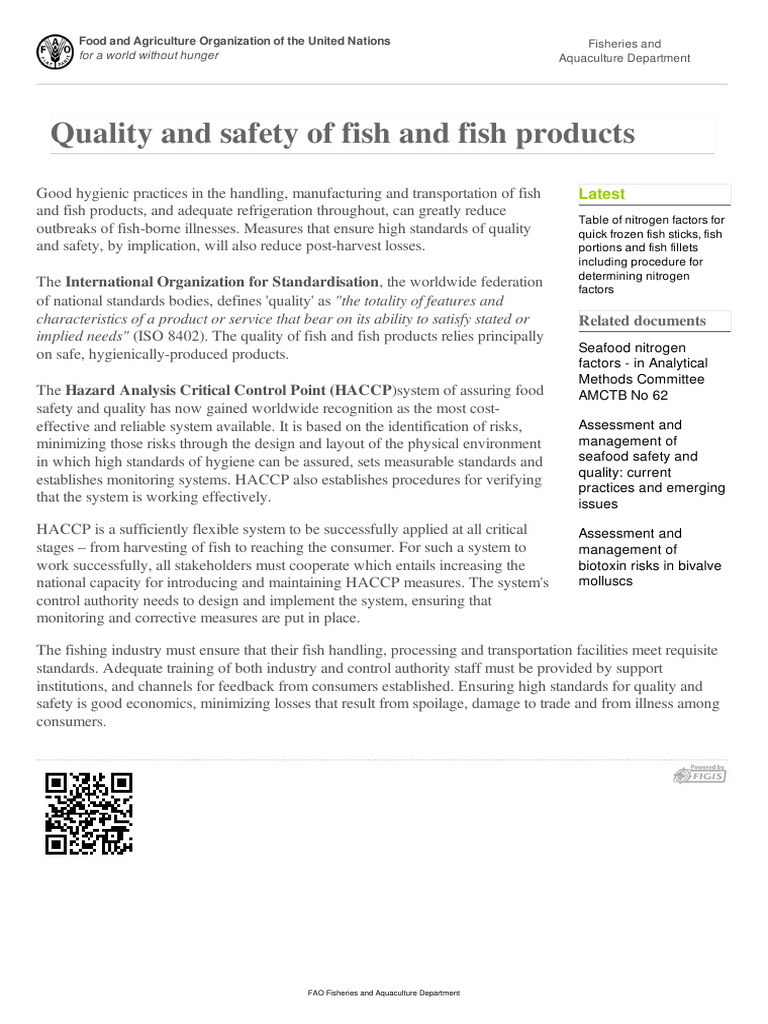 Ensuring Fish Quality and Safety Standards | PDF | Hazard Analysis And ...