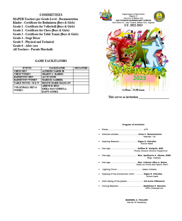 Invi Program Intrams 2023 | PDF