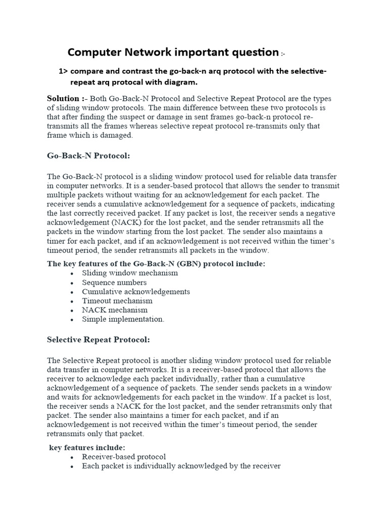 Computer Network Important Question | PDF | Error Detection And Correction | Transmission ...