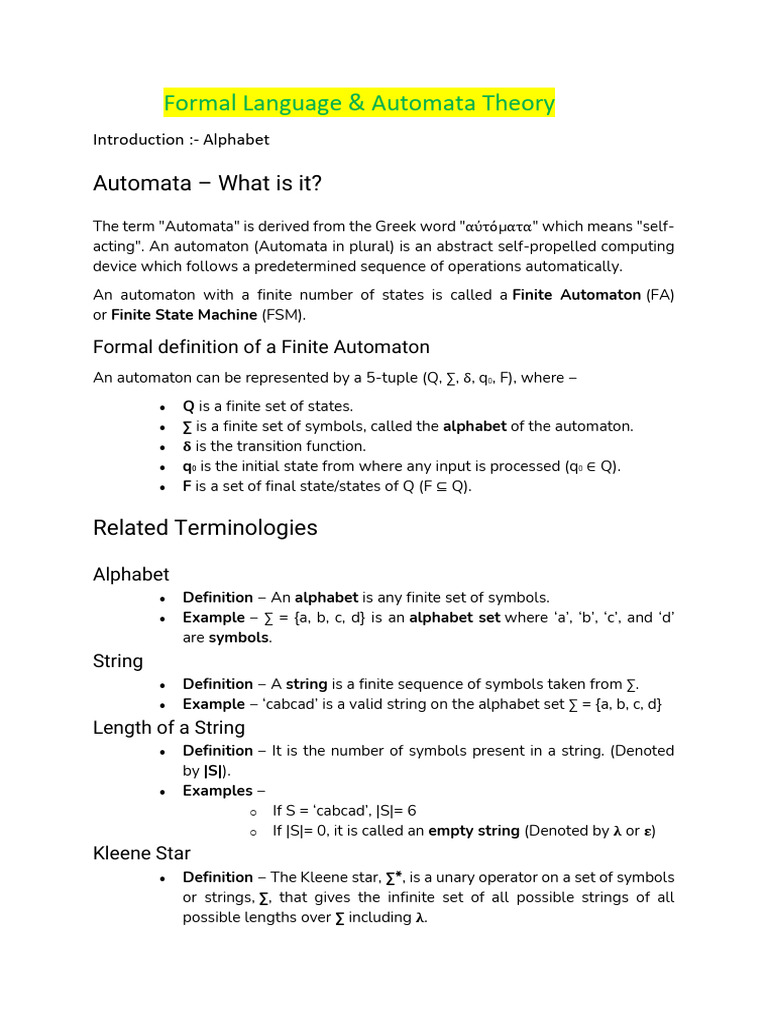 Formal Language | PDF | Automata Theory | Grammar
